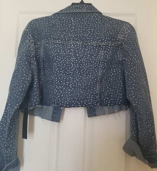 Emerson Lang | Jackets & Coats | Womens Crop Rhinestone Fringe Jean ...